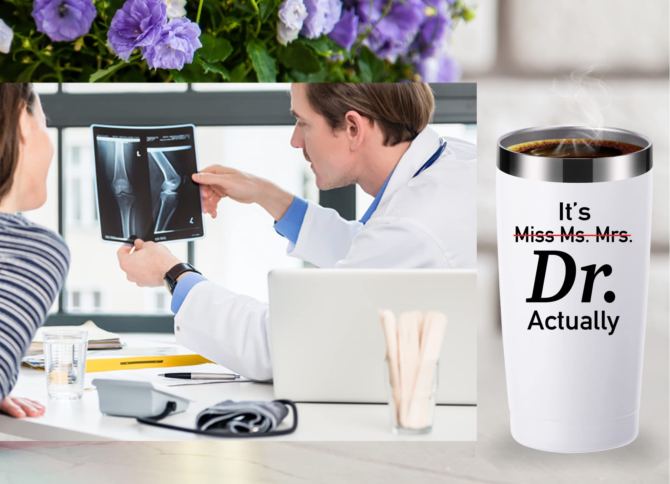 momocici It's Miss Ms Mrs Dr Actually 20 OZ Tumbler.Thank You Appreciation Retirement Doctor Gifts.Birthday,Christmas,Medical Graduation Gifts for Men Women.Dentist,Doctor,Physician Travel Mug(White)