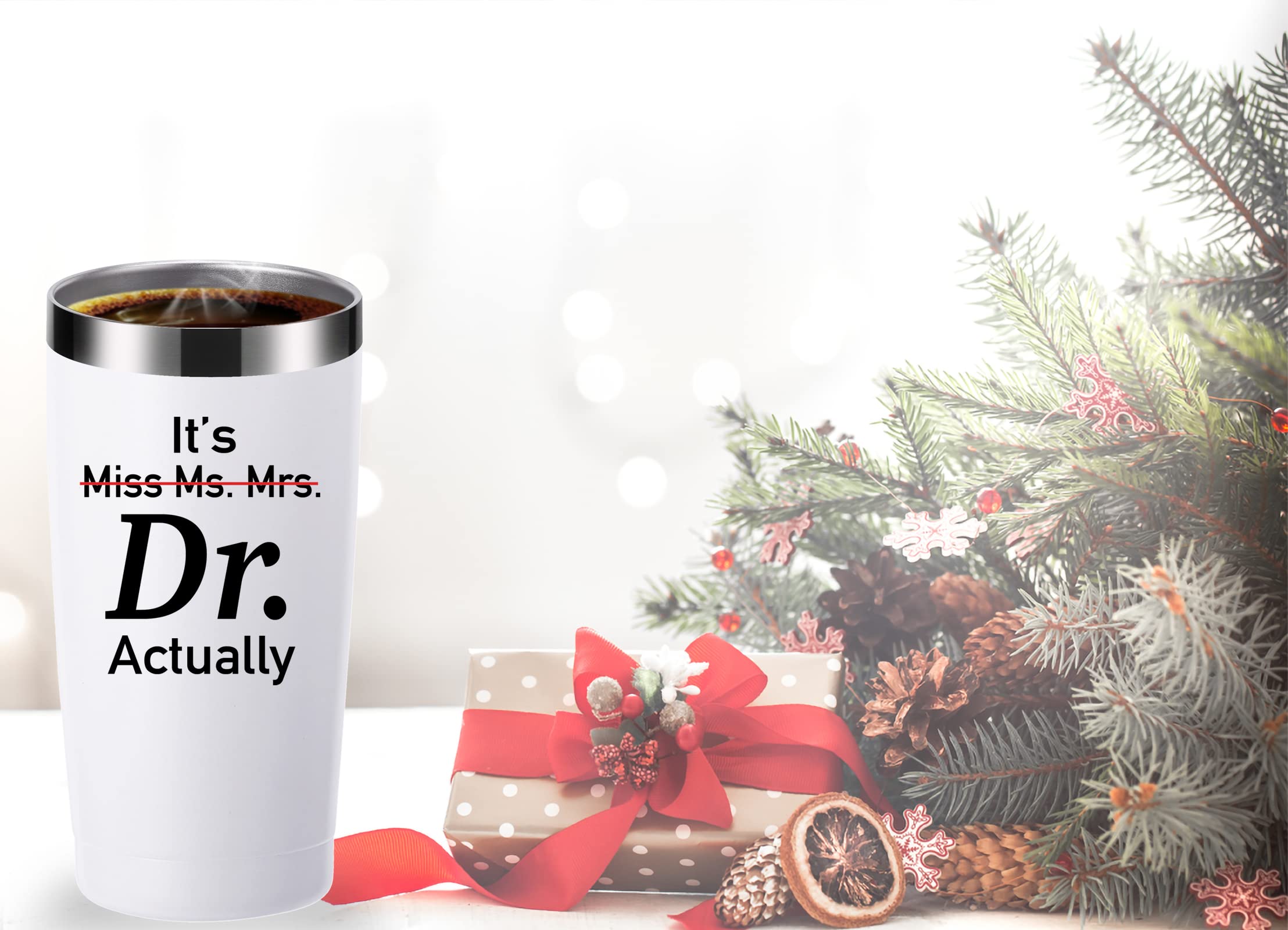 momocici It's Miss Ms Mrs Dr Actually 20 OZ Tumbler.Thank You Appreciation Retirement Doctor Gifts.Birthday,Christmas,Medical Graduation Gifts for Men Women.Dentist,Doctor,Physician Travel Mug(White)