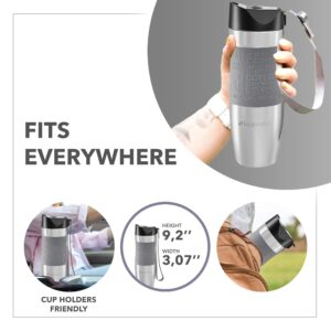 Kamille Coffee Tumbler Stainless Steel Coffee Travel Mug - Double Wall Thermal Vacuum Insulated Coffee Cup with Lid for Cold, Ice Drinks and Hot Beverage-16oz