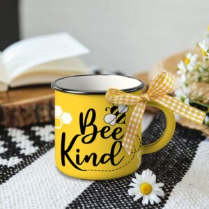 Paayna Bumble Bee Themed Spring Summer Mini Coffee Mug Set of 3, Bee Kind Honey Beehive Mini Coffee Cups for Tiered Tray Decor, Farmhouse Kitchen Coffee Bar Decorations Inspirational Housewarming Gift