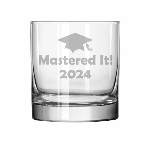 MIP Brand 11 oz Rocks Whiskey Highball Glass Mastered It 2024 Graduation Master’s Degree