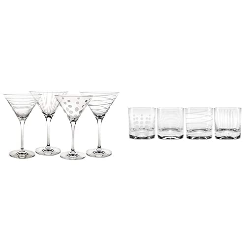 Mikasa Cheers Martini Glass Set of 4 and Double Old Fashioned Glass Set of 4