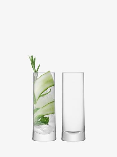 LSA Gin Highball Glasses in Clear with Subtly Flared Base - Durable Mouth Blown Glass - 13 oz Drinkware - Pack of 2