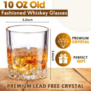 Mimorou 12 Pieces Old Fashioned Whiskey Glasses 10 oz Bourbon Glass Cocktail Glasses Rocks Glasses for Whiskey Bourbon Liquor and Cocktail Drinks Gift for Men Women Home Bar (Elegant)