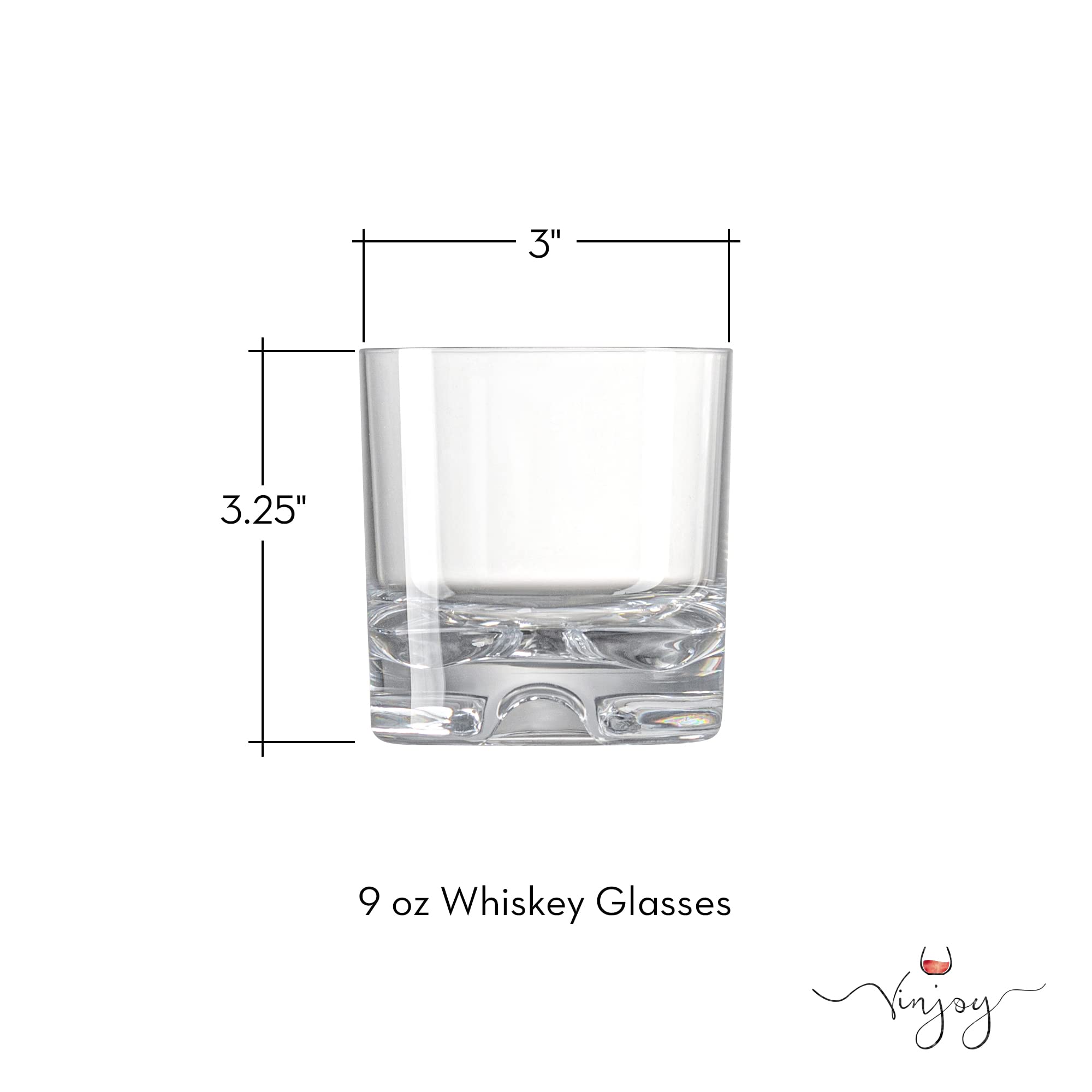 Unbreakable Plastic Whiskey Glasses (Set of 4) 9 oz Dishwasher Safe, Shatterproof Tritan Drinking Glasses for Whiskey, Durable Plastic Wine Glass, Plastic Rocks Glass, Bar Glasses Sets for Home