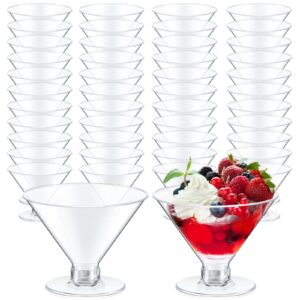 100 pcs plastic martini glasses 5oz clear cocktail glasses plastic mini martini cups unbreakable parfait glasses mini dessert glasses for wedding party bowl wine ice cream (clear)