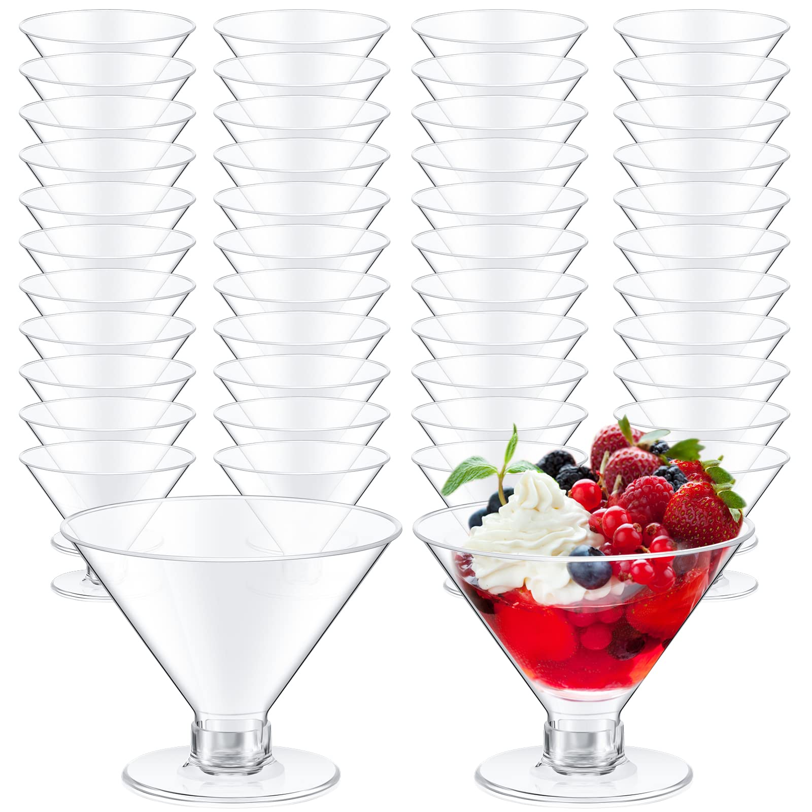 100 Pcs Plastic Martini Glasses 5oz Clear Cocktail Glasses Plastic Mini Martini Cups Unbreakable Parfait Glasses Mini Dessert Glasses for Wedding Party Bowl Wine Ice Cream (Clear)