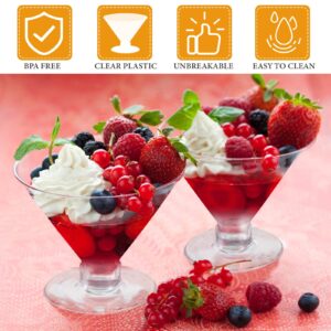 100 Pcs Plastic Martini Glasses 5oz Clear Cocktail Glasses Plastic Mini Martini Cups Unbreakable Parfait Glasses Mini Dessert Glasses for Wedding Party Bowl Wine Ice Cream (Clear)