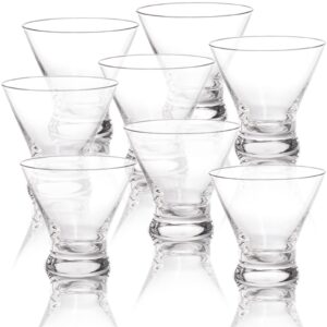 DEAYOU 8 Pack Stemless Glasses Set, Cocktail Glasses with Base for Gimlet, Margarita, Drink, Juice, Party, Gift, 7 OZ