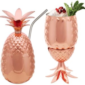 Vastigo 14 oz Pineapple Copper Plated Stainless Steel Cocktail Bar Standing Tumbler Mug Cup | Bar ware Kitchen | Drinking Party Cup