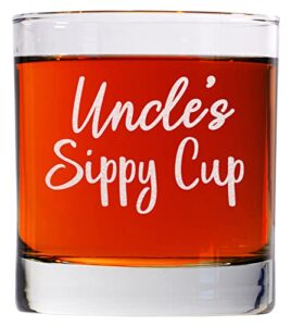 carvelita uncle's sippy cup - uncle whiskey glass - 11oz engraved old fashioned bourbon rocks glass for uncle birthday gifts - best uncle gifts - funny uncle gifts - gifts for uncle from nephew, niece