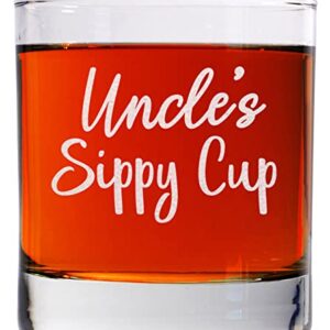 CARVELITA Uncle's Sippy Cup - Uncle Whiskey Glass - 11oz Engraved Old Fashioned Bourbon Rocks Glass For Uncle Birthday Gifts - Best Uncle Gifts - Funny Uncle Gifts - Gifts For Uncle From Nephew, Niece