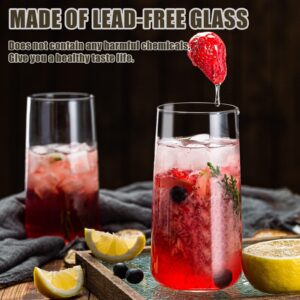 Claplante 18 oz Water Juice Drinking Glasses with Straws, Set of 8 Highball Glasses, Durable Drinkware Cups for Cocktails, Juice, Beer, Wine, Special Edition Glassware Set, Avant-Garde Collection