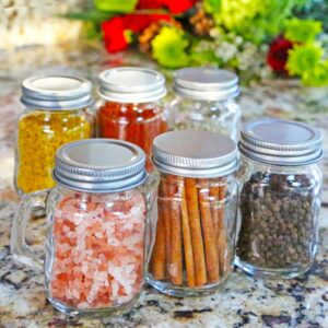 Kate Aspen 12 oz. Mason Jar Mugs With Handles & Solid Lid (Set of 6)| Kitchen Drinking Glass Cups | DIY Baby Shower Favors, Candy Jars, Rustic Wedding Decor and Party Favors