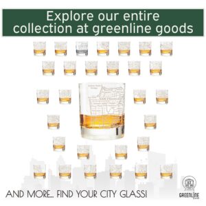 Greenline Goods Whiskey Glasses - 10 Oz Tumbler for San Francisco Lovers (Single Glass) - Etched with San Francisco Map - Old Fashioned Rocks Glass