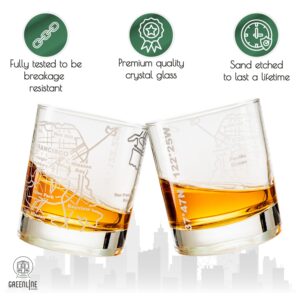 Greenline Goods Whiskey Glasses - 10 Oz Tumbler for San Francisco Lovers (Single Glass) - Etched with San Francisco Map - Old Fashioned Rocks Glass