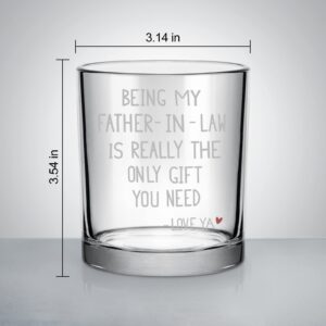 Modwnfy Father's Day Gifts for Father in Law, Father in Law Gift from Daughter in Law Son in Law, Father in Law Whiskey Glass, Funny Old Fashioned Glass for Father in Law, 10 Oz