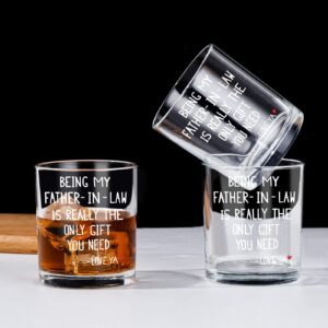 Modwnfy Father's Day Gifts for Father in Law, Father in Law Gift from Daughter in Law Son in Law, Father in Law Whiskey Glass, Funny Old Fashioned Glass for Father in Law, 10 Oz