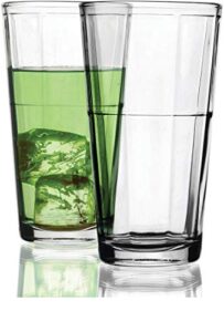 circleware boardwalk highball tumbler drinking glasses, set of 4, kitchen entertainment heavy ice tea beverage cups glassware for water, beer, juice, bar liquor farmhouse decor, 15.75 oz, clear