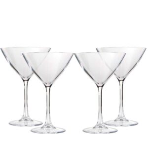 lily's home unbreakable acrylic martini glasses, made of shatterproof plastic and ideal for indoor and outdoor use, reusable, crystal clear (8.5 oz. each, set of 4)