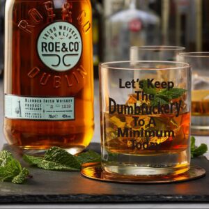 Let's Keep Annoyance To A Minimum Today Funny Whiskey Glass Gifts for Men or Women - Novelty Christmas, Festival, Birthday Gifts for Friends, BFF, Coworkers, Unique Gift Ideas for Friends, 11 oz