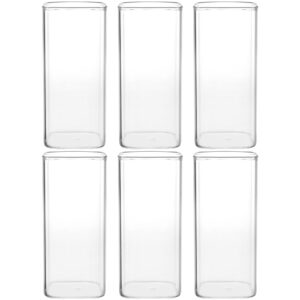 Coloch 6 Pack 13 Oz Drinking Glasses, Square Highball Water Glasses Thin Glass Tumbler Bar Glassware for Wine, Cocktail, Coffee, Milk, Lead-Free Dishwasher Safe