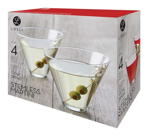 Libbey 13-1/2-Ounce Stemless Martini, Box of 12