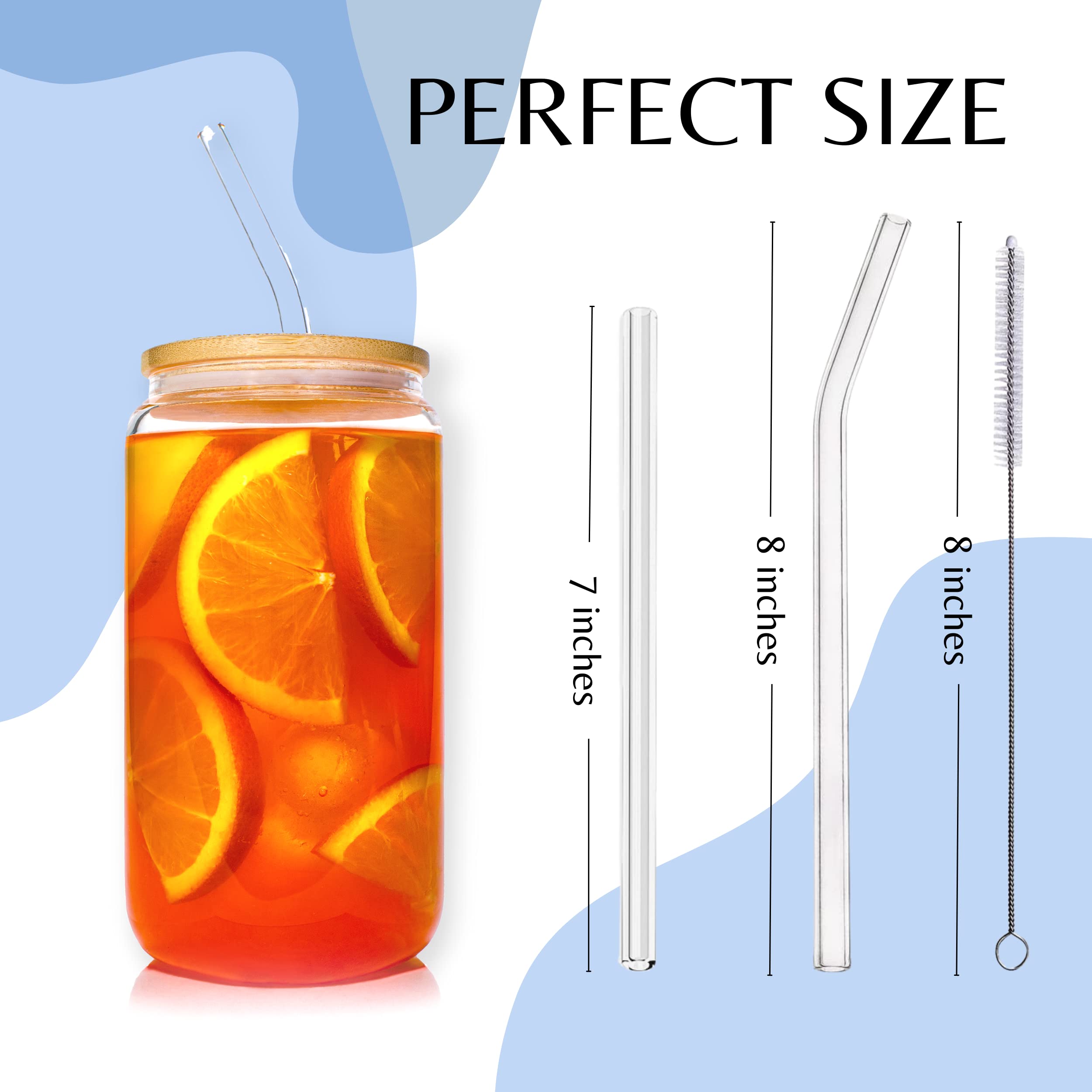 6 Pcs Glass Cups With Lids And Straws, 16oz Glassware Sets, Trending Ice Coffee Cup, Cute Mugs, Sublimation Cups, Coffee Bar Accessories, Tiktok Trend Items, House Warming Gifts New Home, Can Glasses