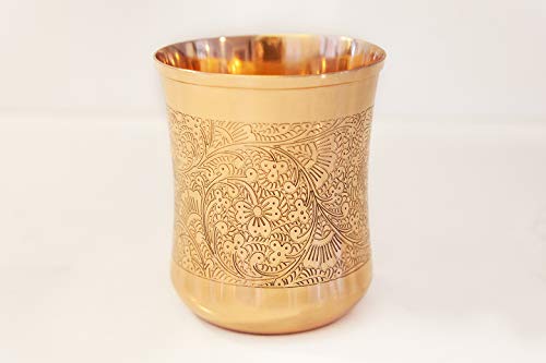 Alchemade 100% Pure Copper Mint Julep Tumbler Cups - 12 Oz Derby Cups With Etched Floral Design For Mint Juleps, Cocktails, Or Your Favorite Beverage - Keeps Drinks Colder, Longer