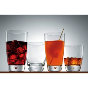 Bormioli Rocco Luna Set Of 4 Double Old Fashioned Glasses, 11.5 Oz. Clear Crystal Glassware, Dishwasher Safe, Made In Italy