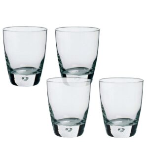 Bormioli Rocco Luna Set Of 4 Double Old Fashioned Glasses, 11.5 Oz. Clear Crystal Glassware, Dishwasher Safe, Made In Italy