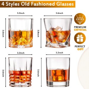 Mimorou 12 Pieces Whiskey Glasses 10 oz Old Fashioned Glasses Bourbon Rocks Cocktail Bar Whiskey Glasses for Men