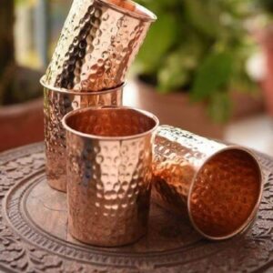 2 Activelife Hammered Design Pure Copper Tumbler Set of 4 | Drinking Water with Copper Cups | Premium Quality Copper Tumblers for Home, Office, Hotel, Travel, and Gifting - Each 10.08 Ounce