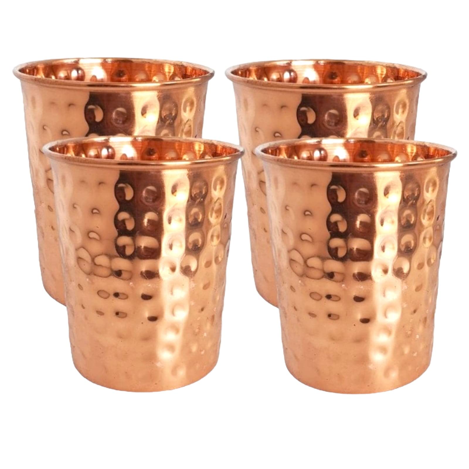 2 Activelife Hammered Design Pure Copper Tumbler Set of 4 | Drinking Water with Copper Cups | Premium Quality Copper Tumblers for Home, Office, Hotel, Travel, and Gifting - Each 10.08 Ounce