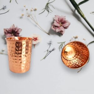 2 Activelife Hammered Design Pure Copper Tumbler Set of 4 | Drinking Water with Copper Cups | Premium Quality Copper Tumblers for Home, Office, Hotel, Travel, and Gifting - Each 10.08 Ounce