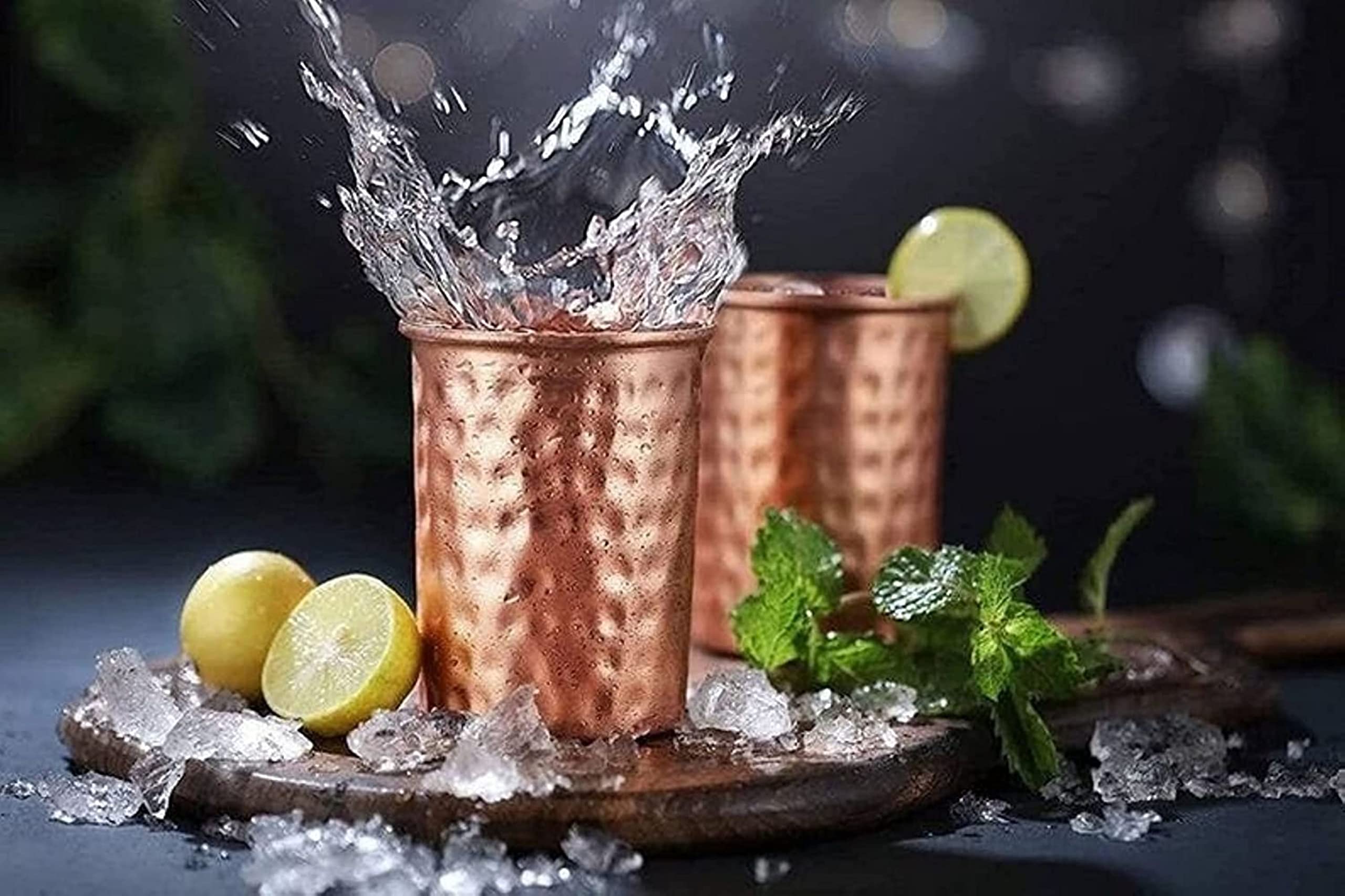 2 Activelife Hammered Design Pure Copper Tumbler Set of 4 | Drinking Water with Copper Cups | Premium Quality Copper Tumblers for Home, Office, Hotel, Travel, and Gifting - Each 10.08 Ounce