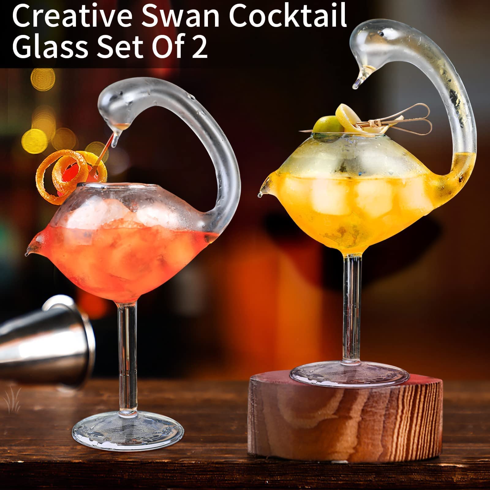 Bundle - Swan Cocktail Glass Set of 2 and Bird Glasses Set of 4 Margarita Glass Martini Glasses Suitable for Cocktail, Wine, Martini, Tequila