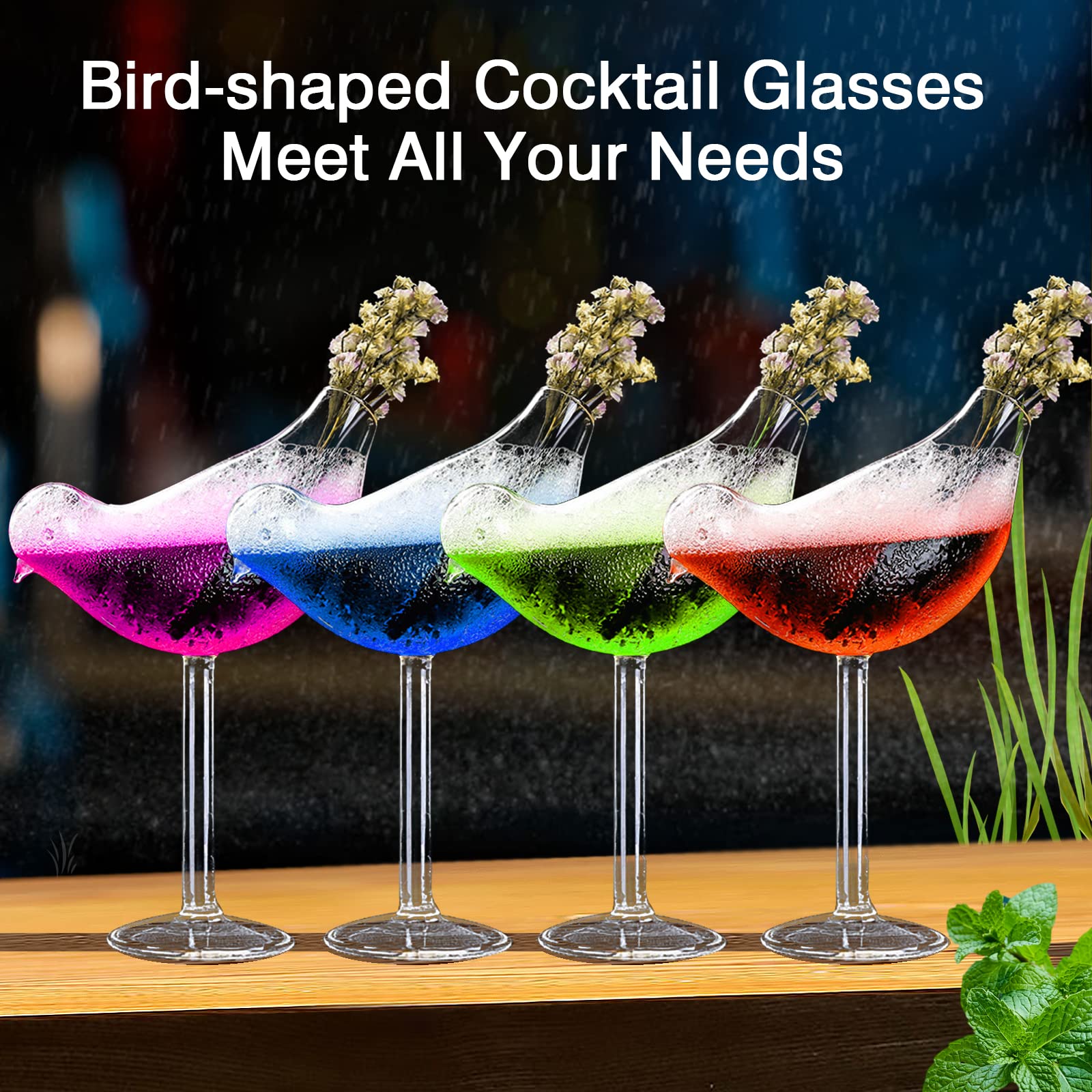 Bundle - Swan Cocktail Glass Set of 2 and Bird Glasses Set of 4 Margarita Glass Martini Glasses Suitable for Cocktail, Wine, Martini, Tequila