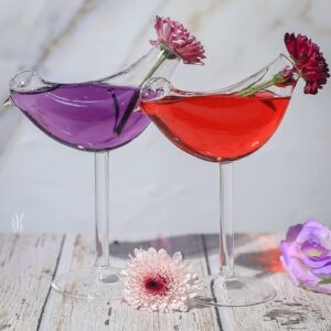 Bundle - Swan Cocktail Glass Set of 2 and Bird Glasses Set of 4 Margarita Glass Martini Glasses Suitable for Cocktail, Wine, Martini, Tequila