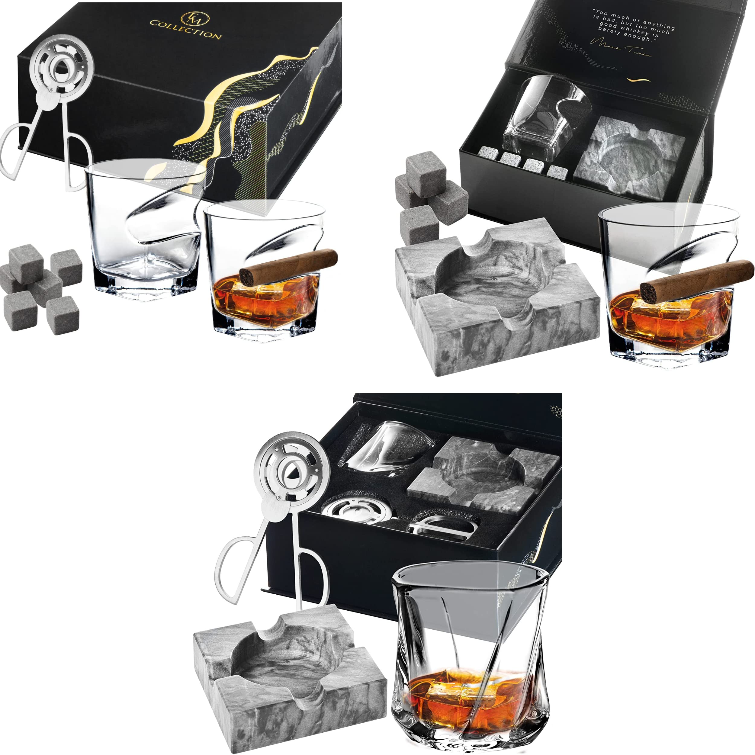 EMCOLLECTION Birthday Gifts Whiskey Glass for Men Bundle