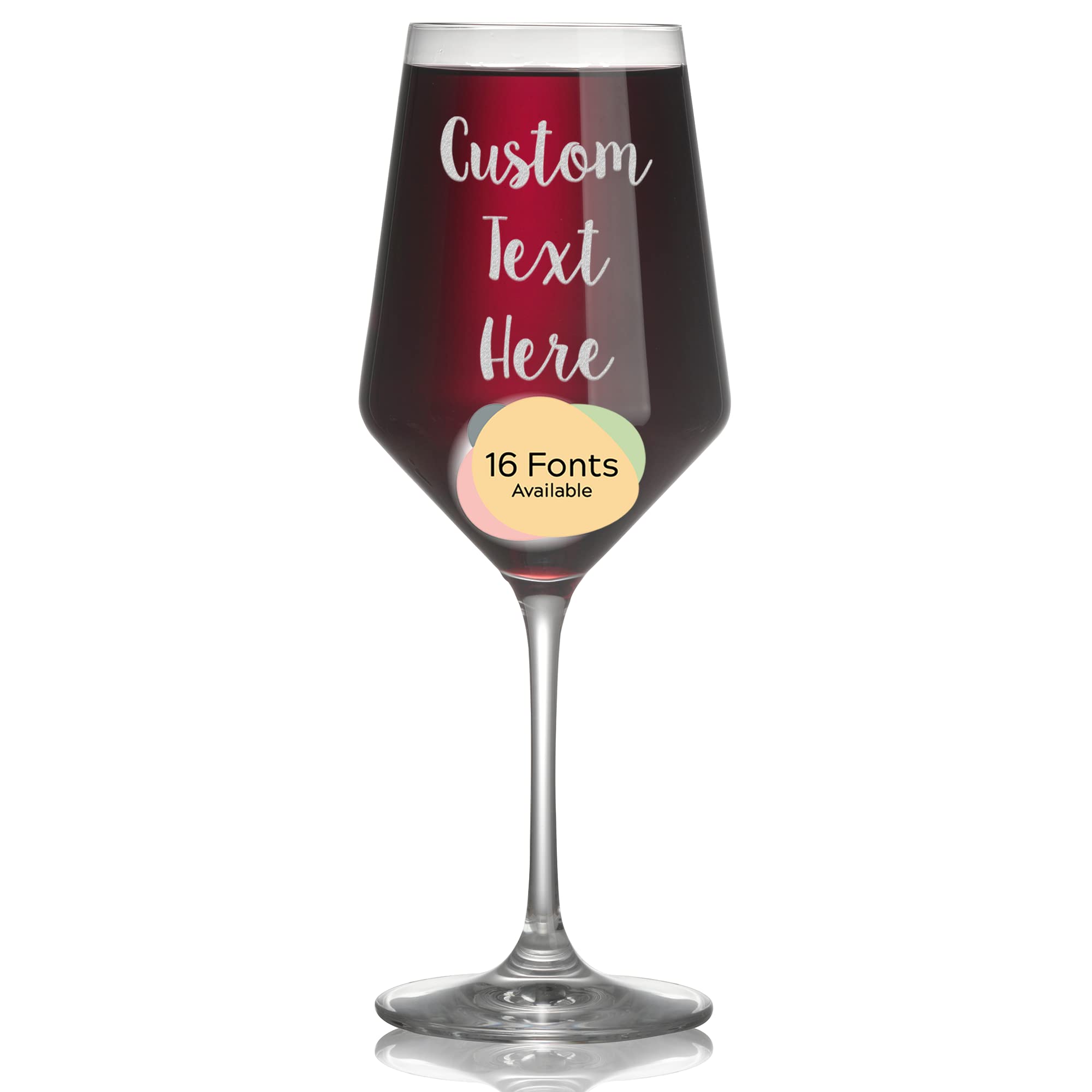 Personalized Wine Glass Engraved with Your Custom Text - Customized Gifts, Unique Birthday Gift, Bridesmaid Gift, Custom Gifts for Women or Men (18oz Crystal Wine)