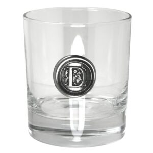 English Pewter Company 11oz Old Fashioned Whiskey Rocks Glass With Monogram Initial - Unique Gifts For Men - Personalized Gifts With Your Choice of Initial (D) MON104