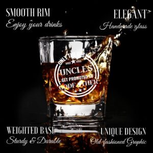 Godfather Gifts, Whiskey Glass Funny Gift Idea for The Best Godfather for Christmas, Birthday, Box and Greeting Card Included - ONLY The Best Uncles GET Promoted to Godfather