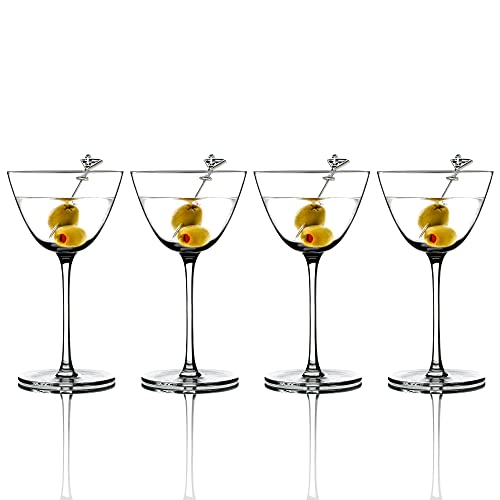 Greenline Goods Martini Glasses - 6.8 oz Modern Kitchen Glassware Set - Stemmed Drinkware For Margaritas, Vodka, Gin, Weddings or Bar