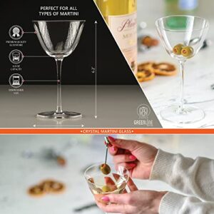 Greenline Goods Martini Glasses - 6.8 oz Modern Kitchen Glassware Set - Stemmed Drinkware For Margaritas, Vodka, Gin, Weddings or Bar