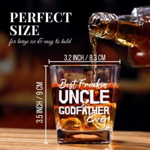 Onebttl Godfather Gifts, Whiskey Glass Funny Gift Idea for The Best Godfather for Proposal, Christmas, Birthday, Box and Greeting Card Included - THE MAN THE MYTH THE LEGEND