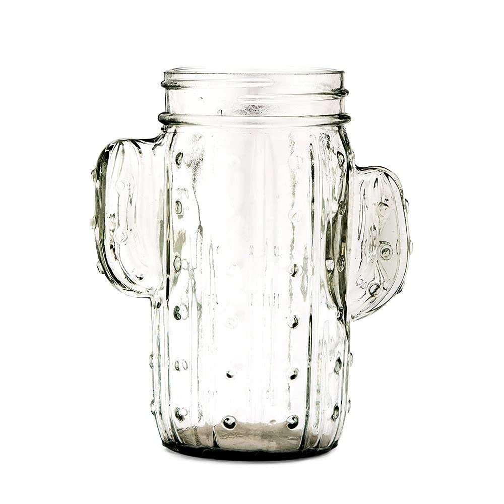 WEDDINGSTAR Cactus Mason Jar Drinking Glass 12 oz - Clear