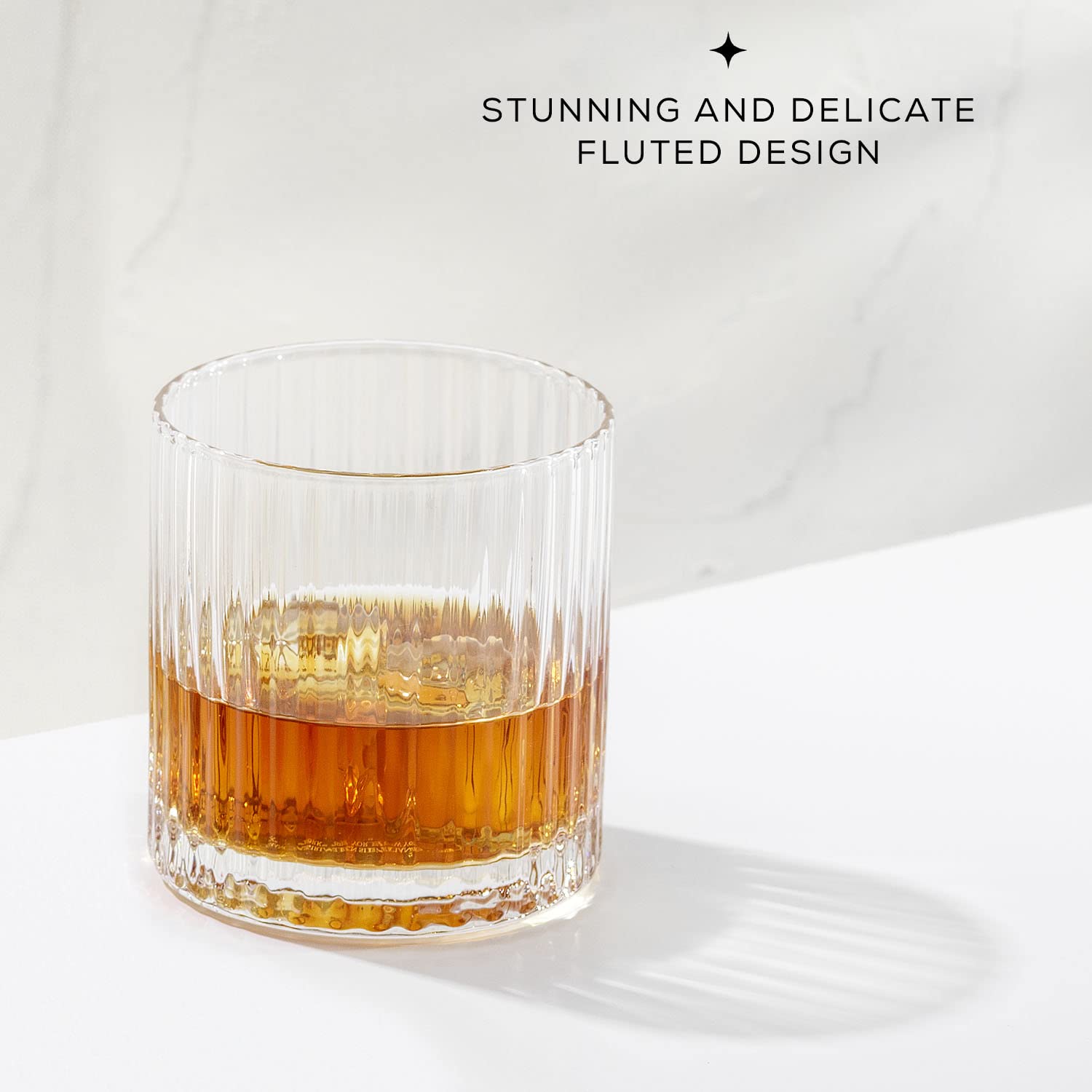 JoyJolt Fluted Whiskey Glasses – ELLE 10oz Short Drinking Glasses. 2 Ribbed Scotch Glasses. Gin and Tonic Glasses, Cocktail Glasses, Juice Tumblers & Water Glasses. Vintage Style Drinking Glasses