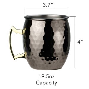 PG Moscow Mule Mugs - Large Size 19 ounces - Set of 2 Cups - Stainless Steel Lining - Honeycomb Pattern Finish - Brass Handle - 3.7 inches Diameter x 4 inches Tall