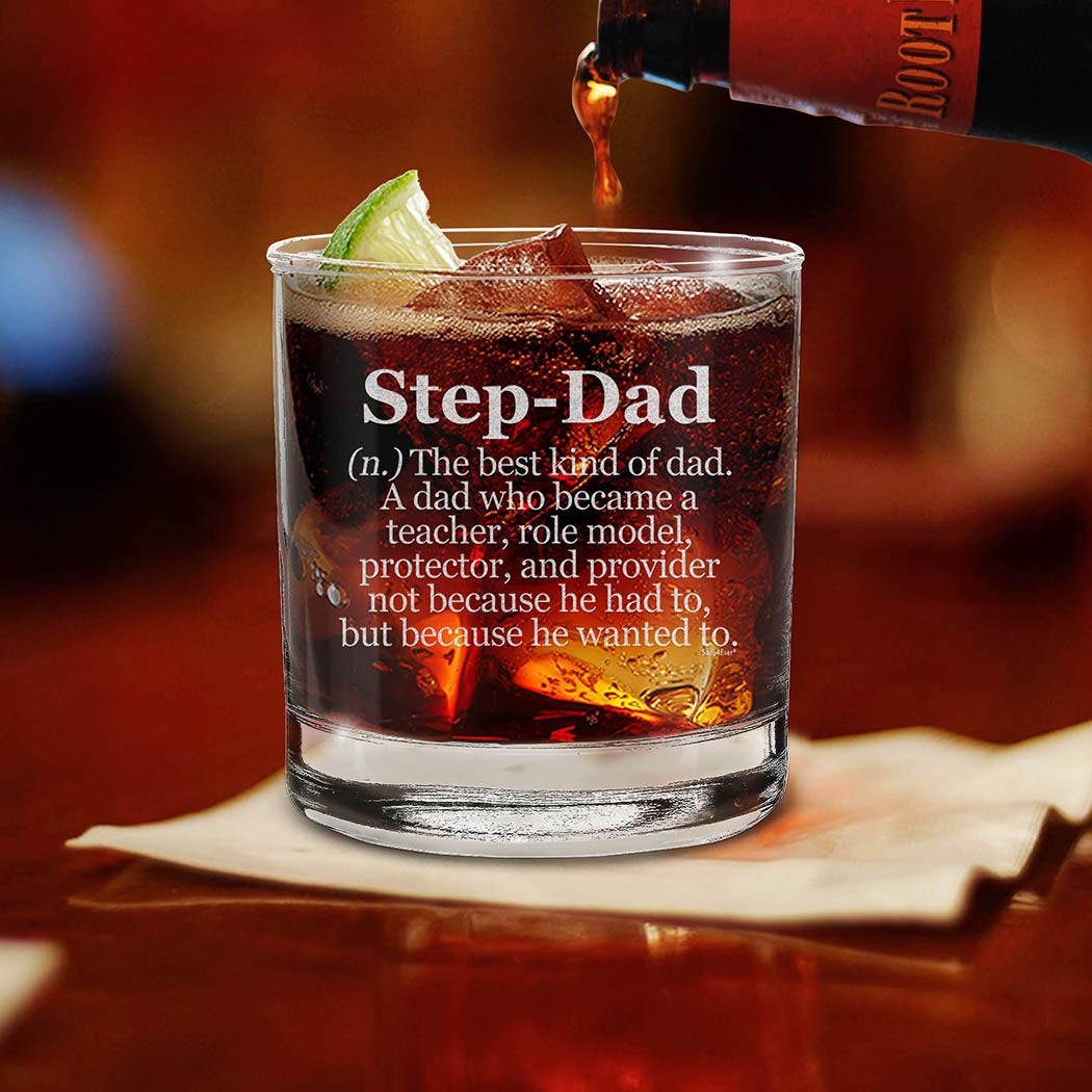 shop4ever® Step-Dad Definition Engraved Whiskey Glass Father's Day Gift for Stepdad 11 oz.